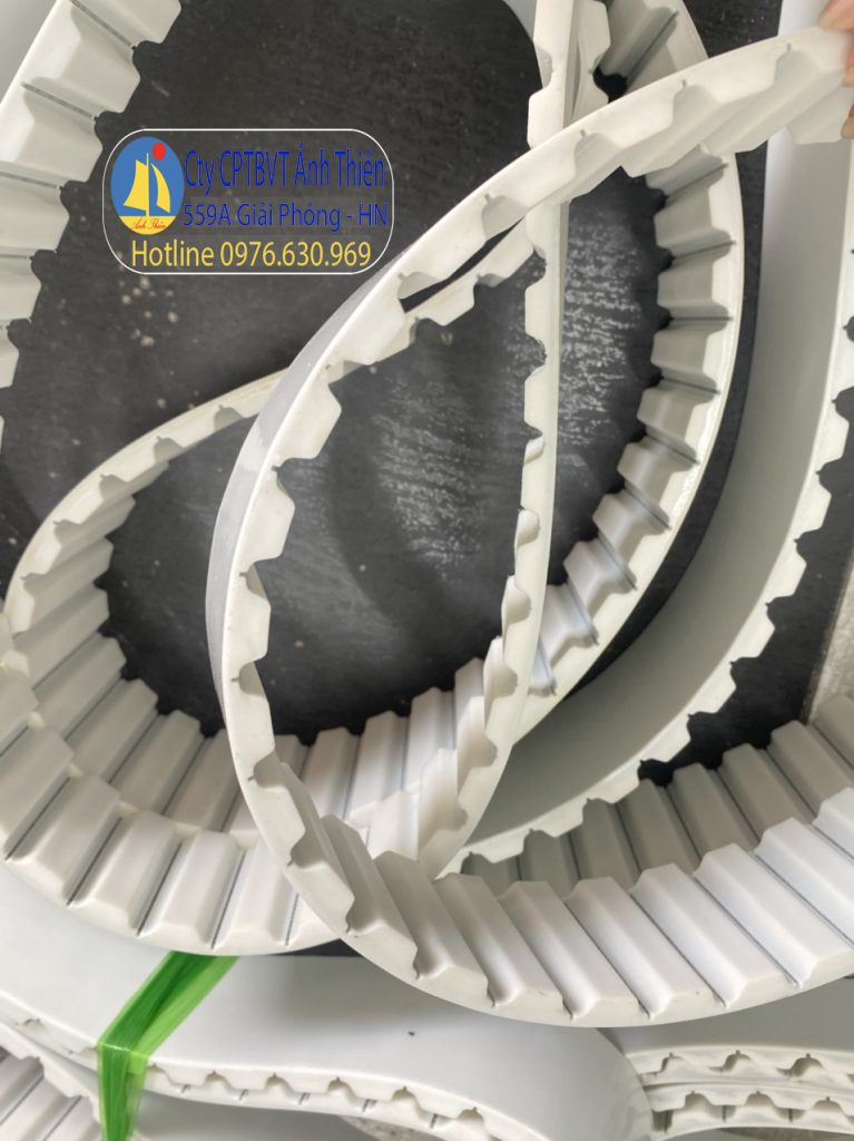 Dây Curoa PU lõi thép mã AT20 màu trắng bản rộng 75mm x chu vi 2660mm