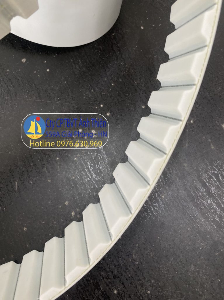 Dây Curoa PU lõi thép mã AT20 màu trắng bản rộng 75mm x chu vi 2660mm